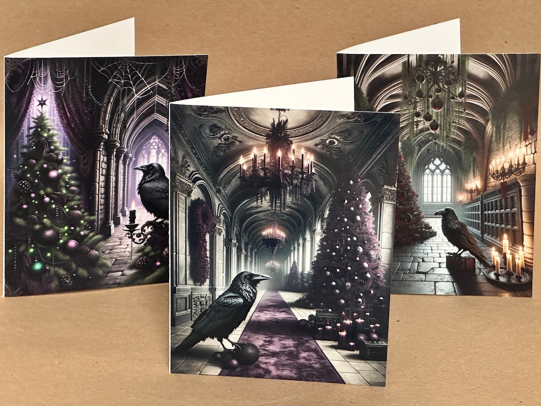 Raven, Gothic Greeting Cards, Gothic Holiday Cards, Gothic Christmas ...