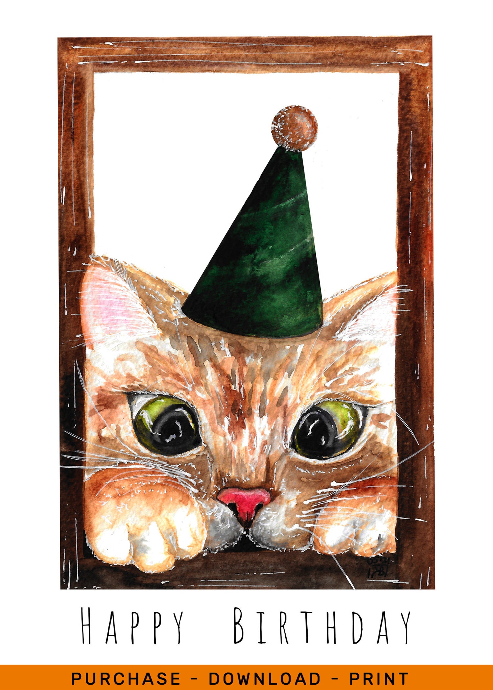 Printable Cat Card Birthday Cat Card Printable Greeting | Etsy UK