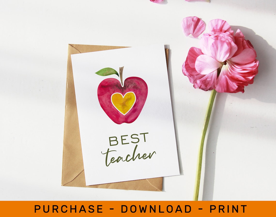 Best Teacher Card Best Teacher Digital Card Printable - Etsy UK