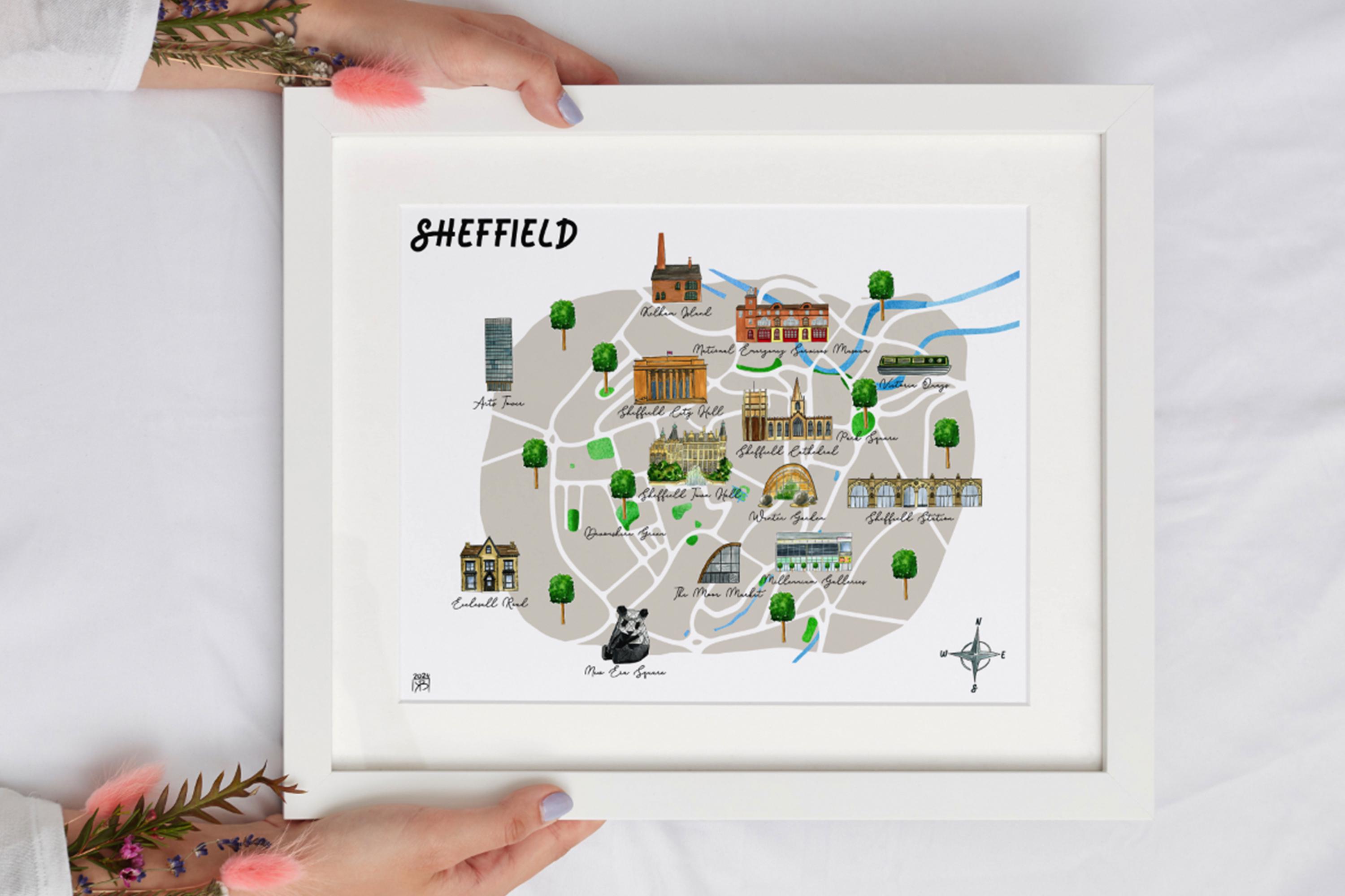 Sheffield Illustrated Map - Digital Download | Printable City Art, UK ...