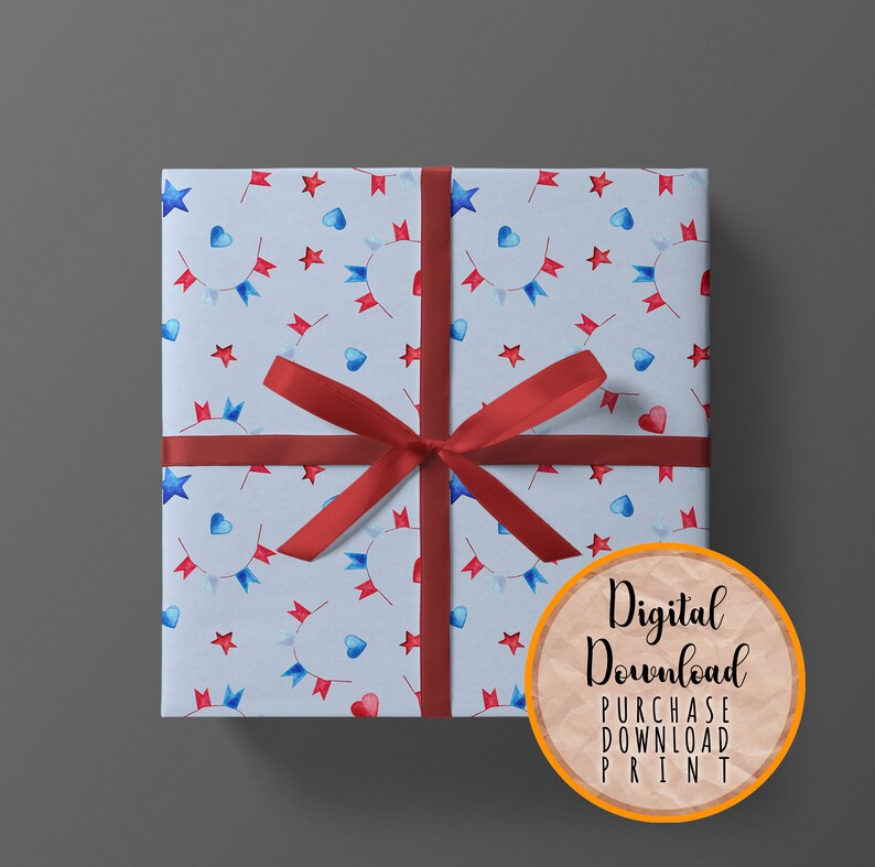 4th July Digital Paper, USA Patriotic Watercolor Pattern, Independence ...