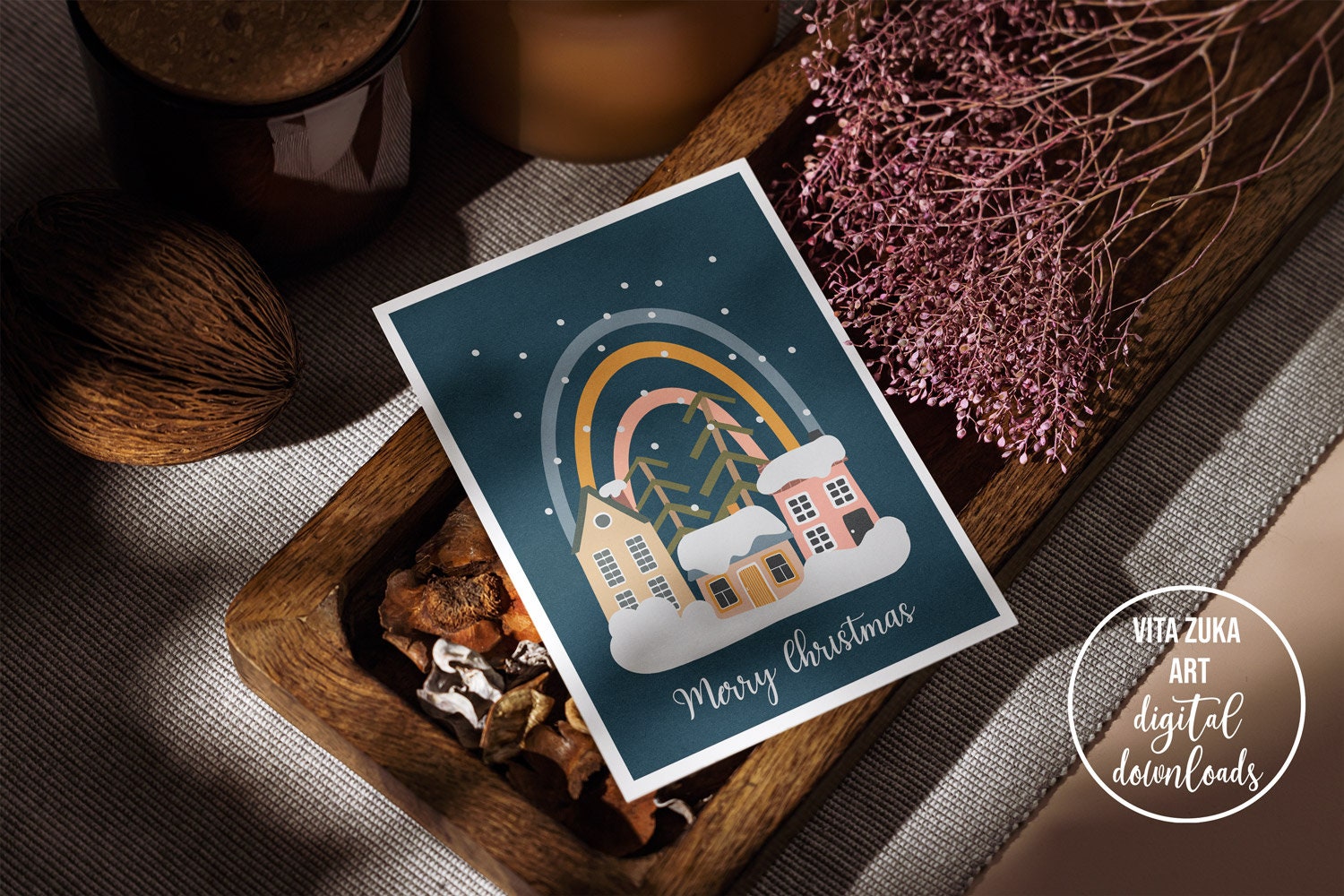Printable Christmas Card, Merry Christmas Card, Printable Greeting Card ...