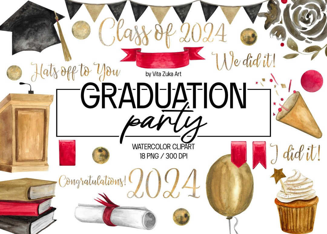 Graduation Clipart 2024, Student Graduation Clipart, Party Decor ...