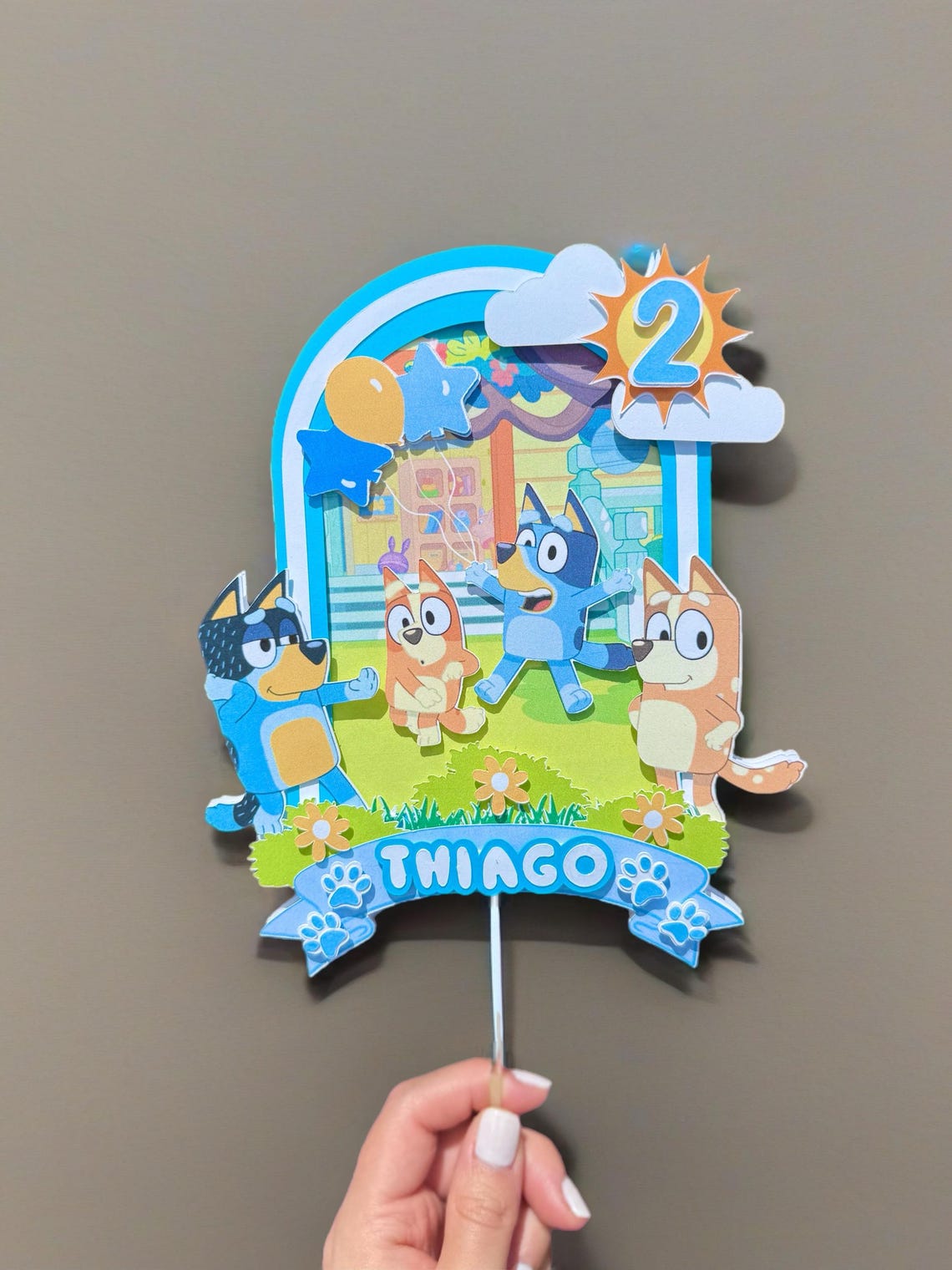 Personalized Blue Dog Birthday Cake Topper - Etsy