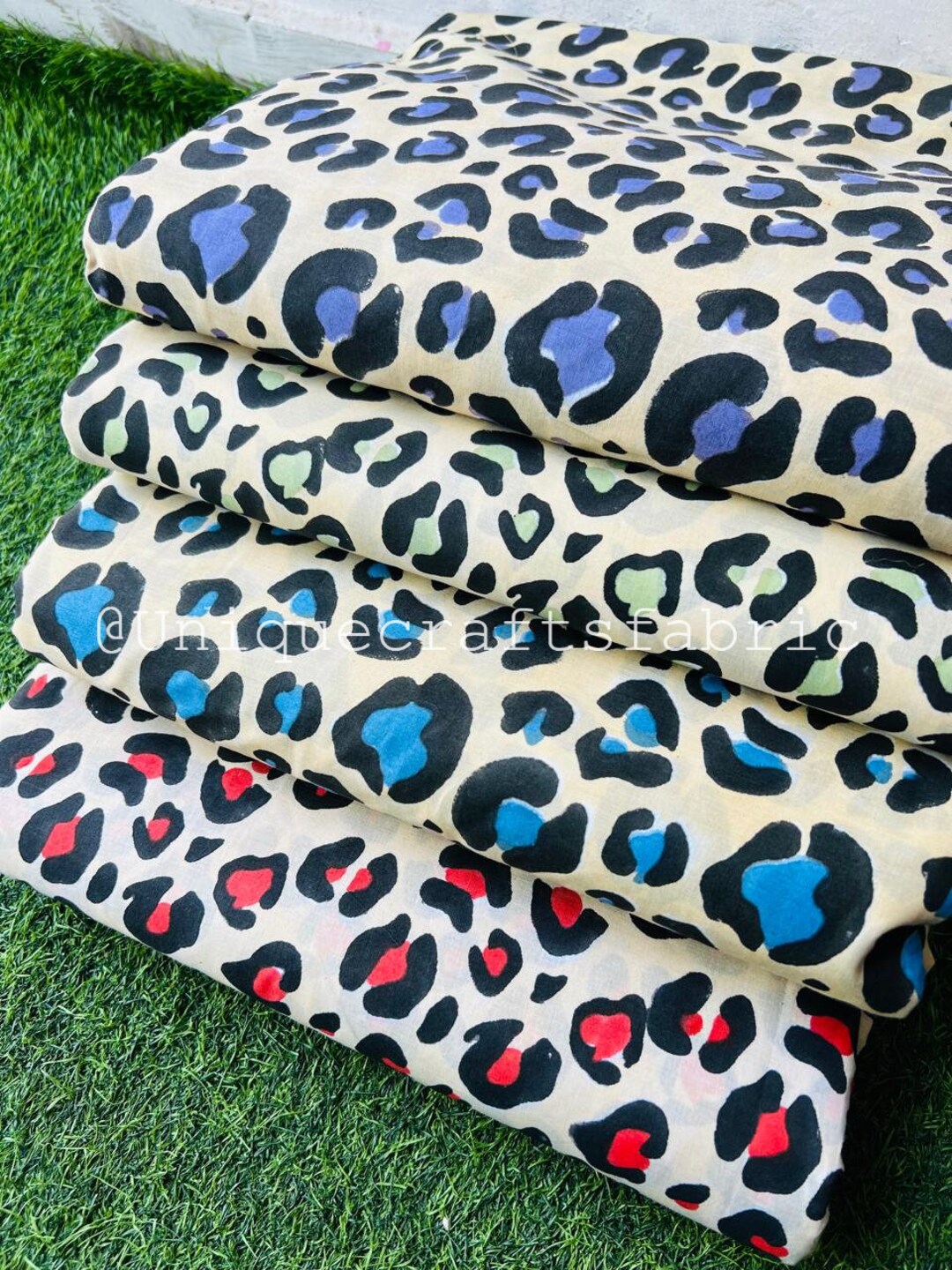 Leopard Print Cotton Fabric: Hand Block Printed Indian Cotton, by the ...