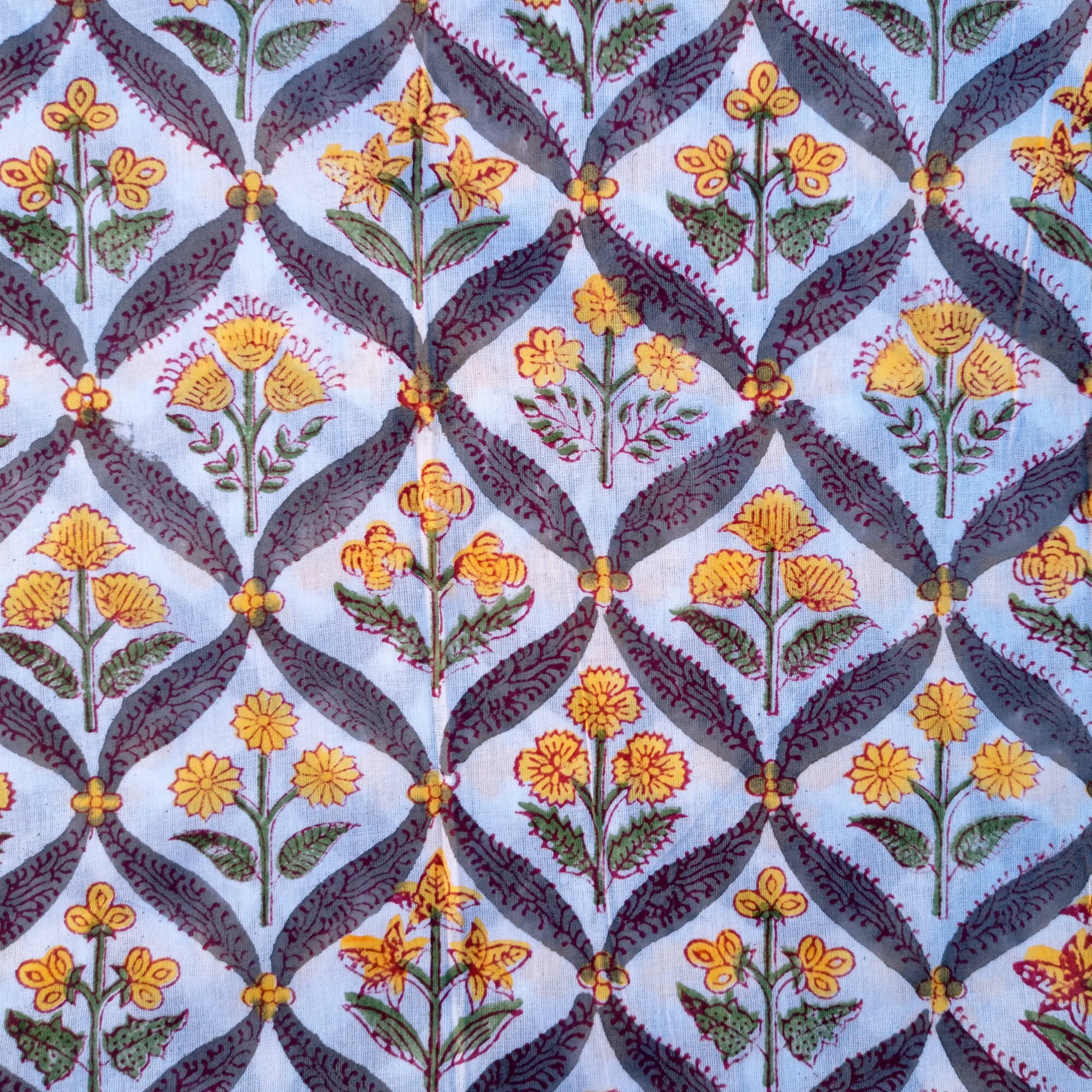 Indian Hand Block Print Cotton Fabric Floral Cotton Fabric - Etsy