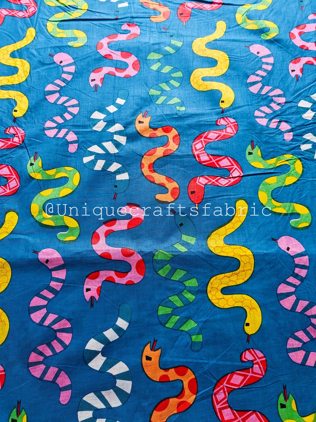 100% Pure Mini Snakes Print Fabric by the Yard, Lightweight Breathable ...