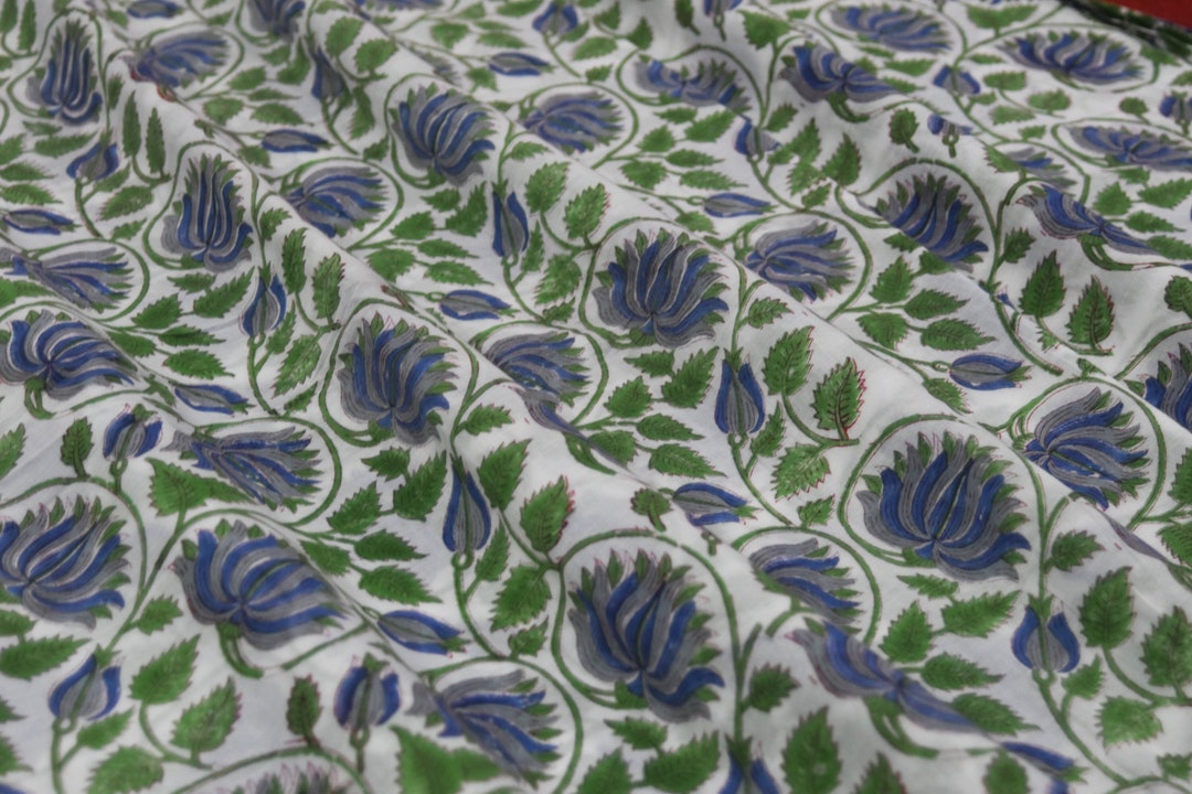 Floral Print Cotton Fabric, Indian Block Print Fabric, Printed Fabric ...