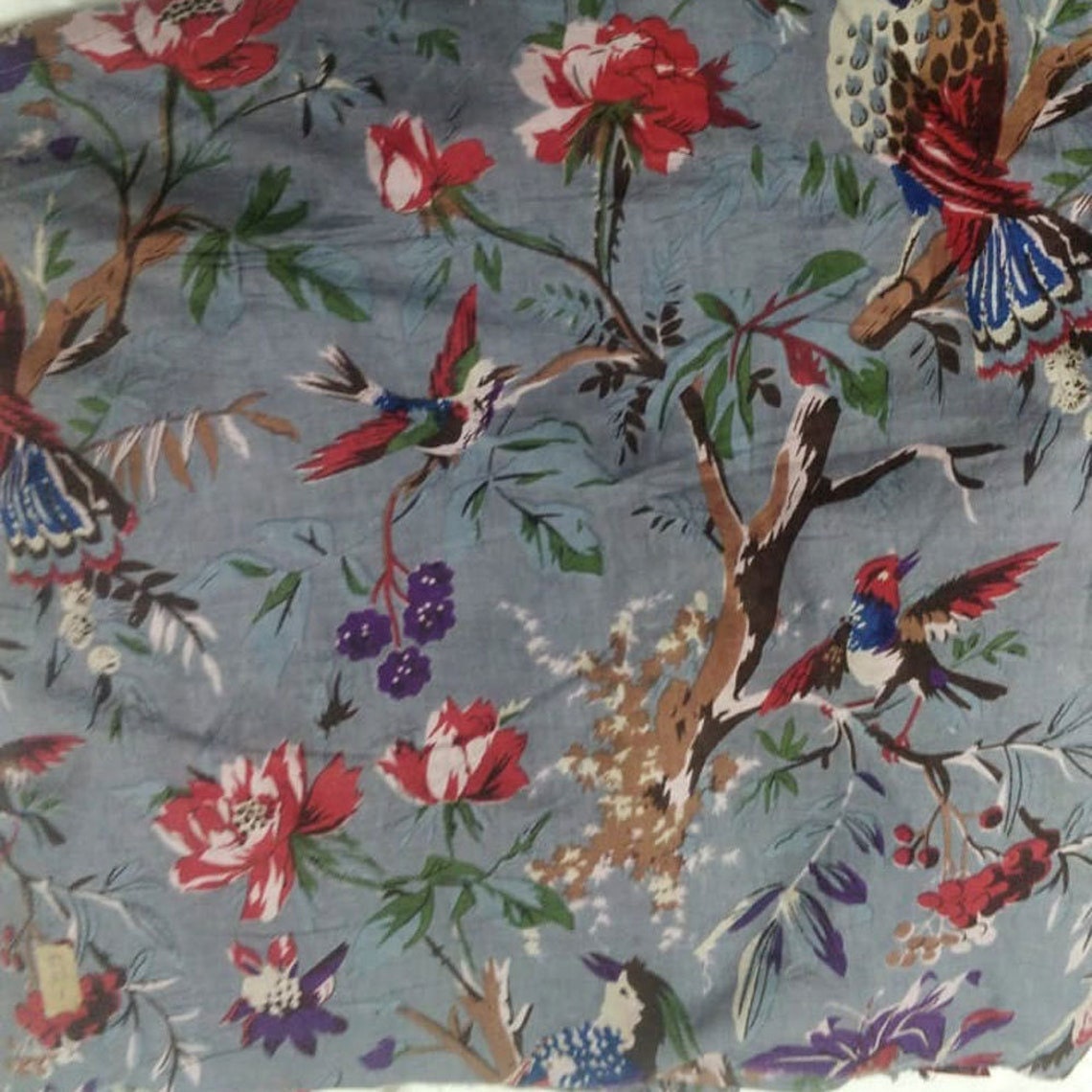 Red Bird Print Cotton Fabric Sewing Fabric Dressmaking - Etsy