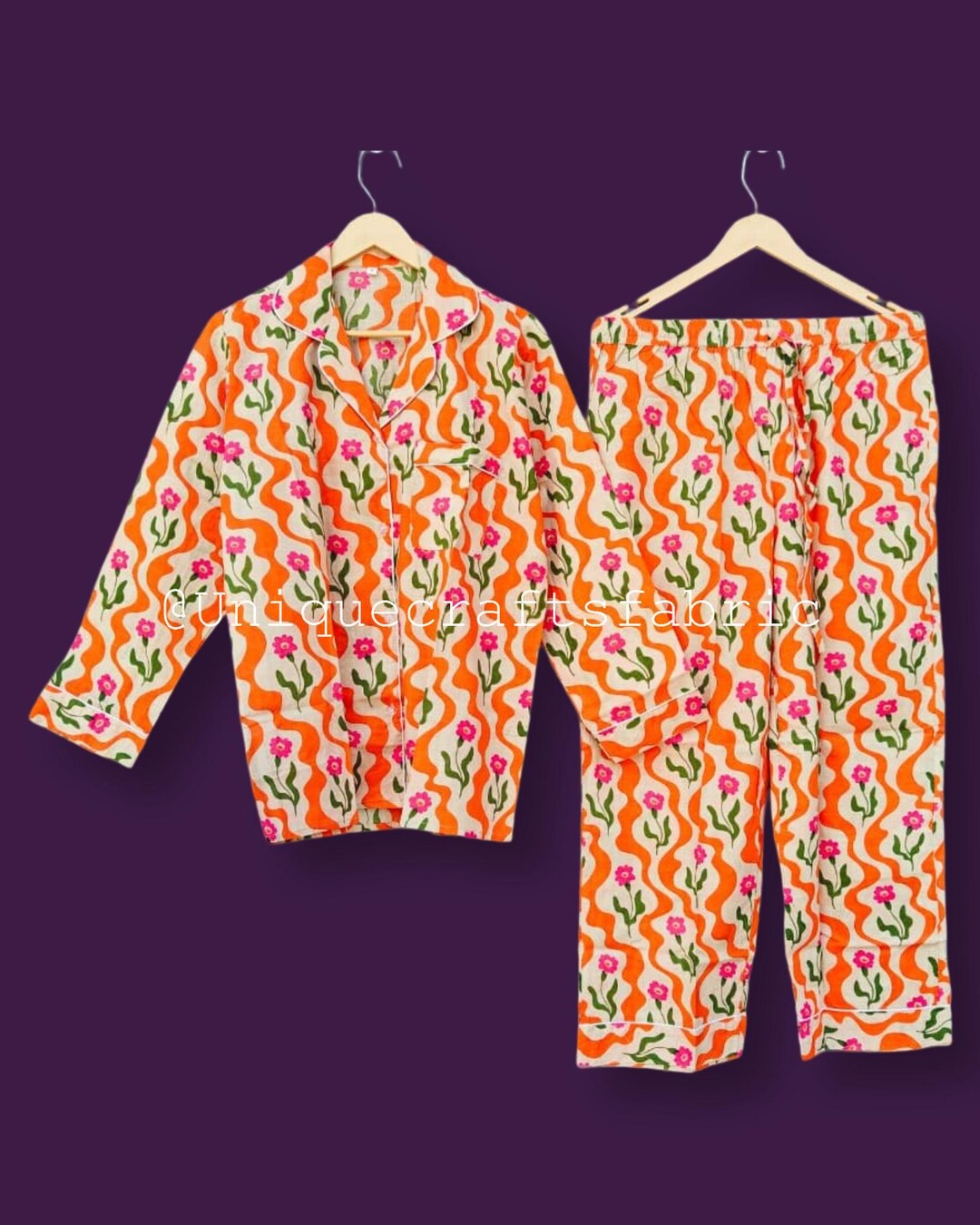 Handmade Floral Cotton Pajama Set: Women's Soft Summer Pjs - Etsy