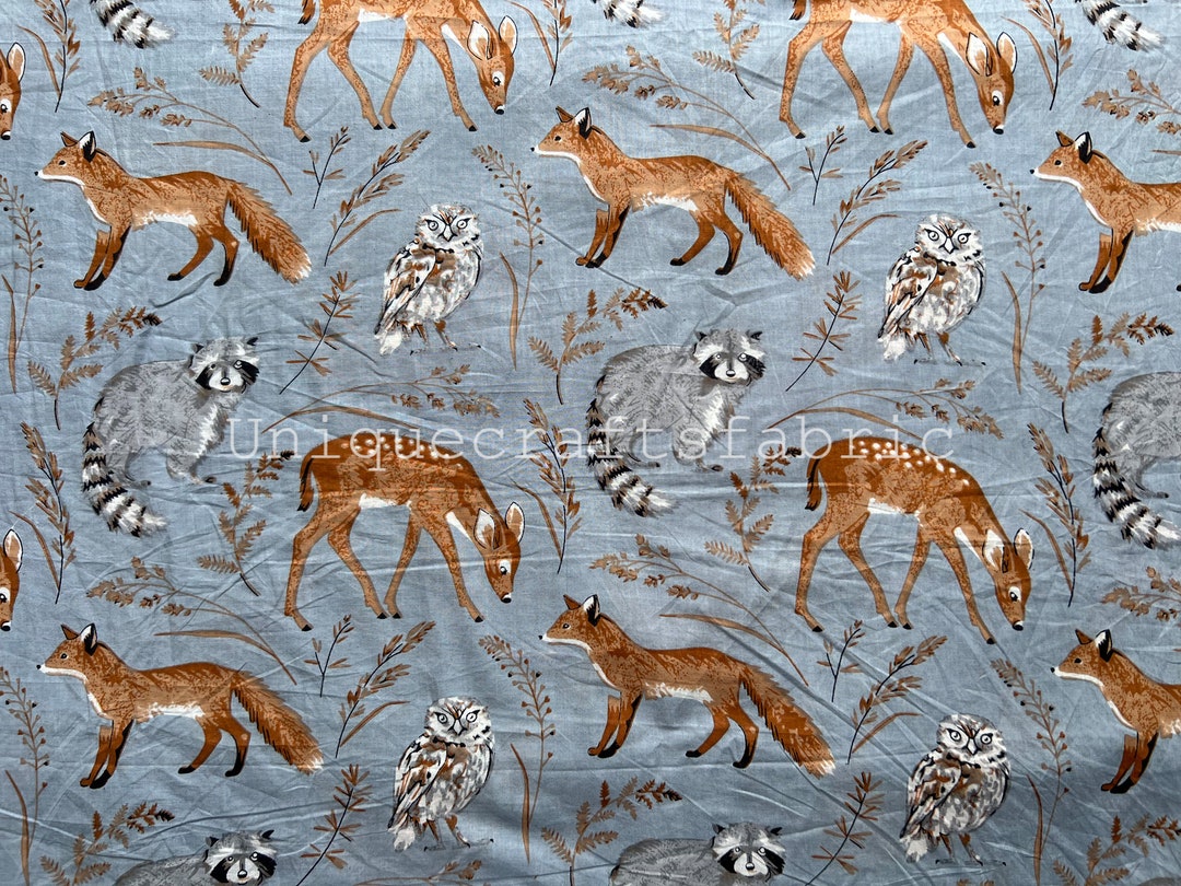 Fox Print Cotton Fabric: Indian Hand Printed Crafting Material - Etsy