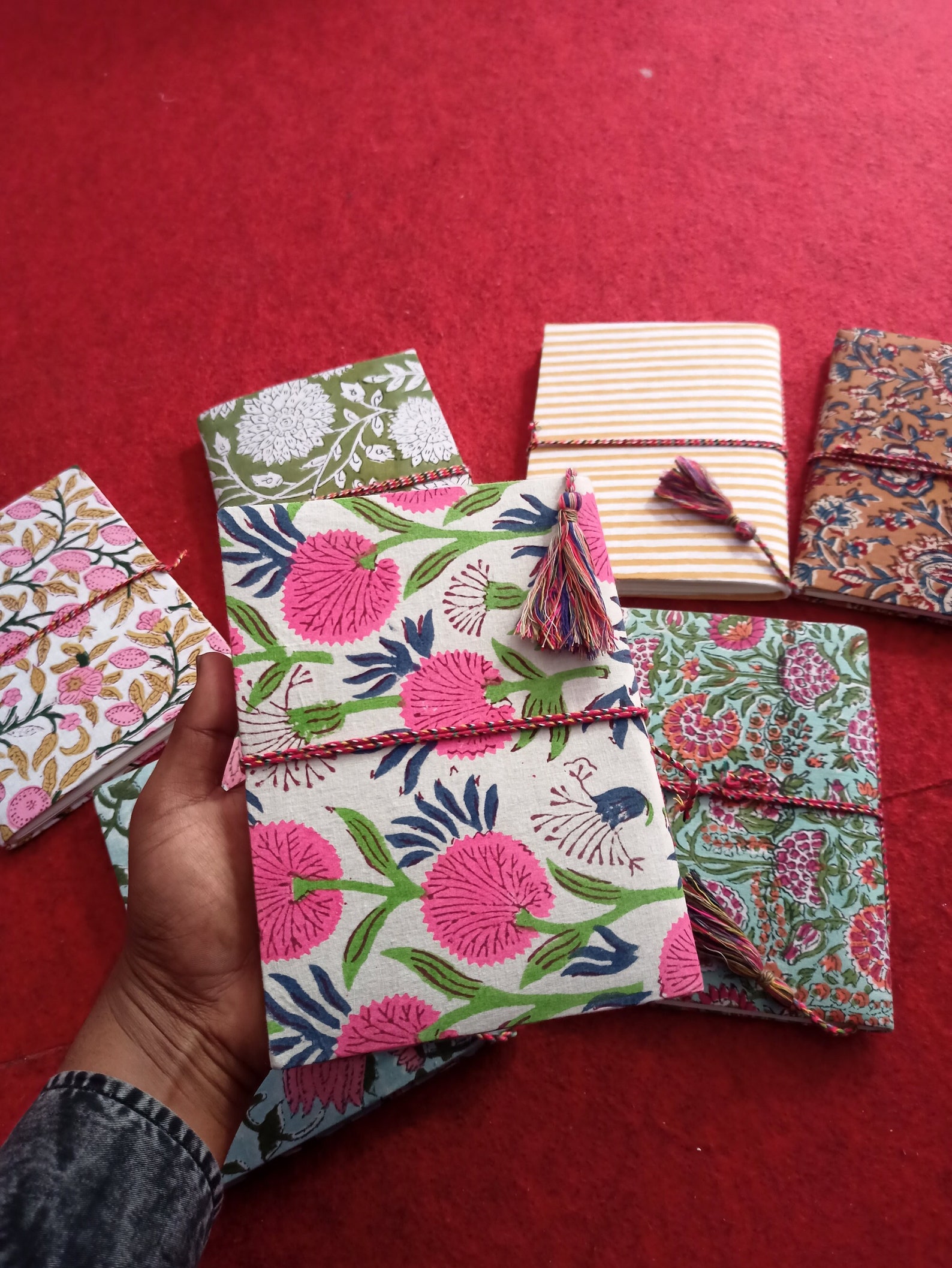 5 Handmade Indian Hand Block Print Note Book, Handmade Diary, Note Book ...
