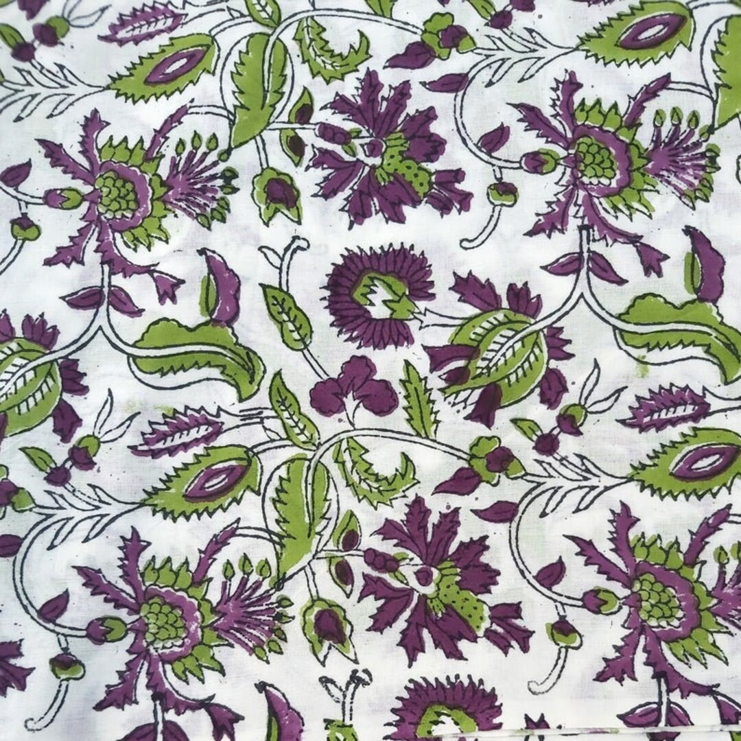 Indian Block Print Fabric, Cotton Fabric, Hand Printed Fabric, Sewing ...