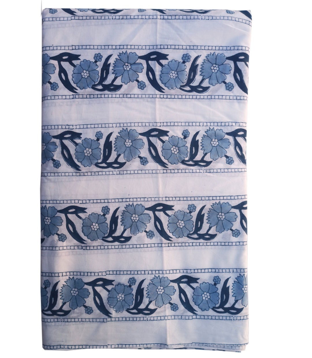 Indian Border Print Fabric, Floral Hand Block Print Cotton Fabric ...