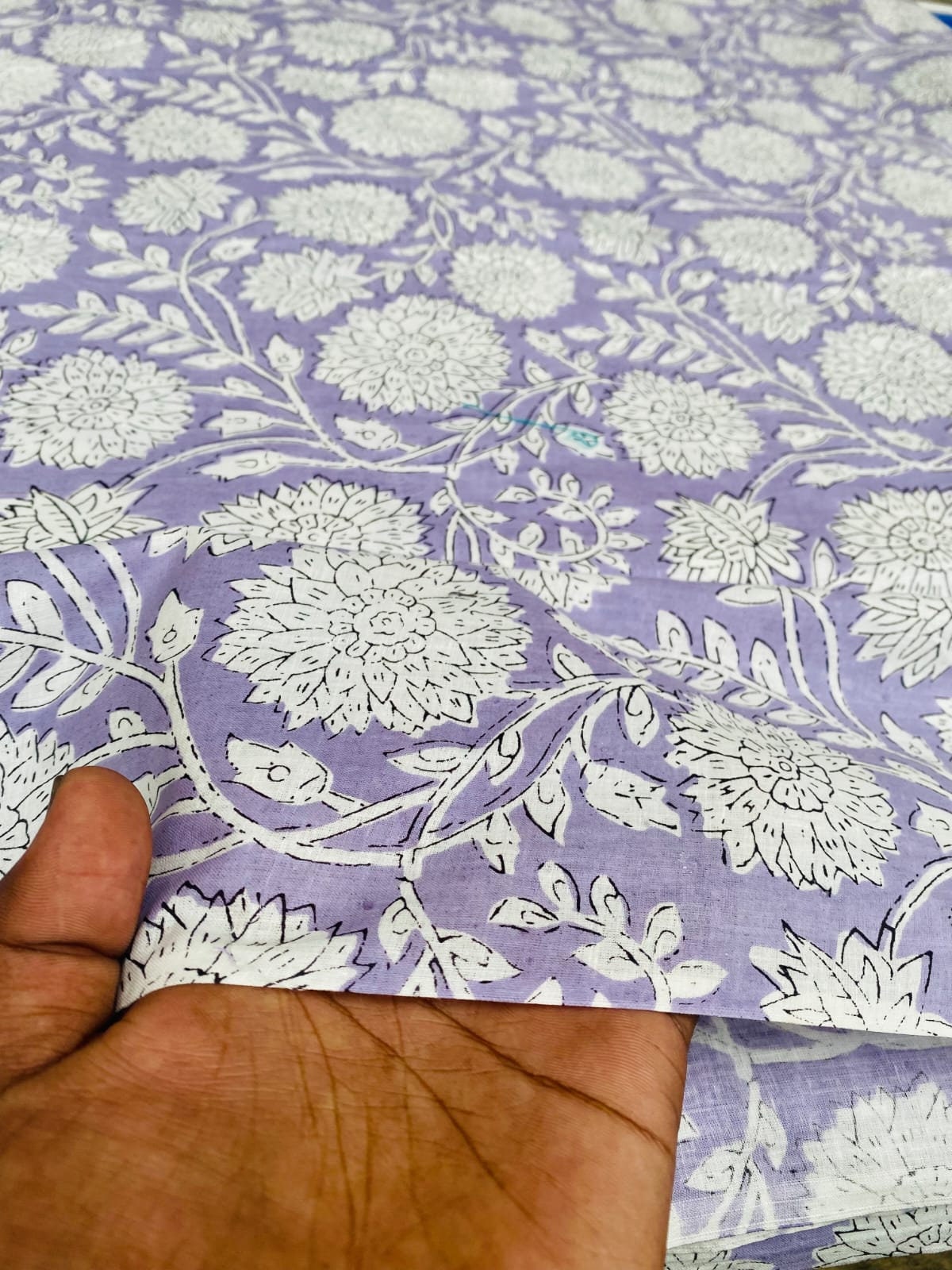 Gray Floral Print Block Print Fabric Indian Cotton Fabric - Etsy