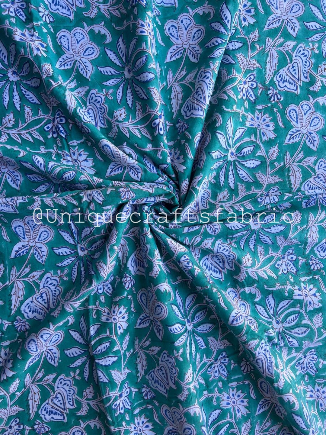 Indian Block Printed Fabric for Summer Dress, Fabric by the Yard, Pure ...