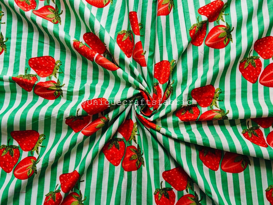 Indian Cotton Strawberry Print Fabric by the Yard, Women's Clothing ...