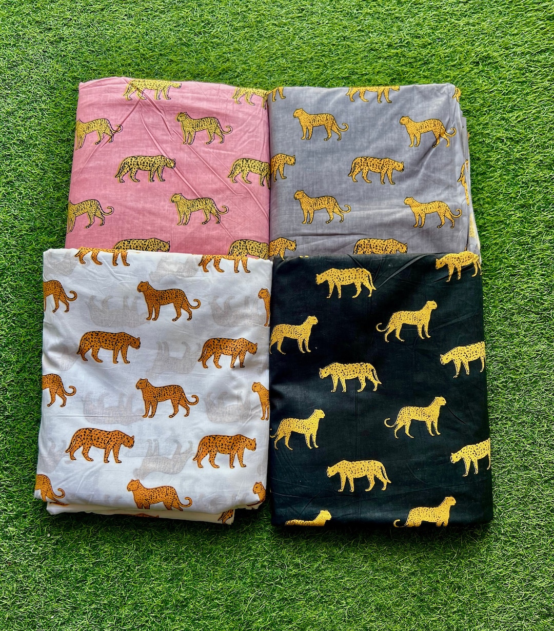 Cheetah Printed Pure Cotton Fabric by the Yard, Women's Clothing Fabric ...