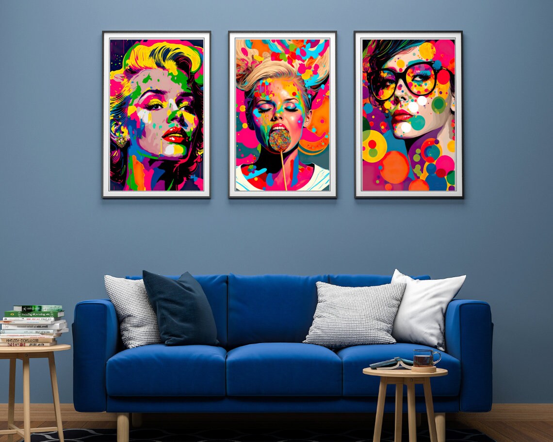 Set of 3 Pop Art Set Digital Download Downloadable Wall Art - Etsy