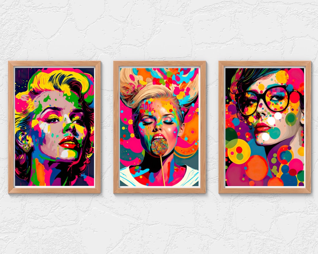 Set of 3 Pop Art Set | Digital Download | Downloadable Wall Art - Etsy