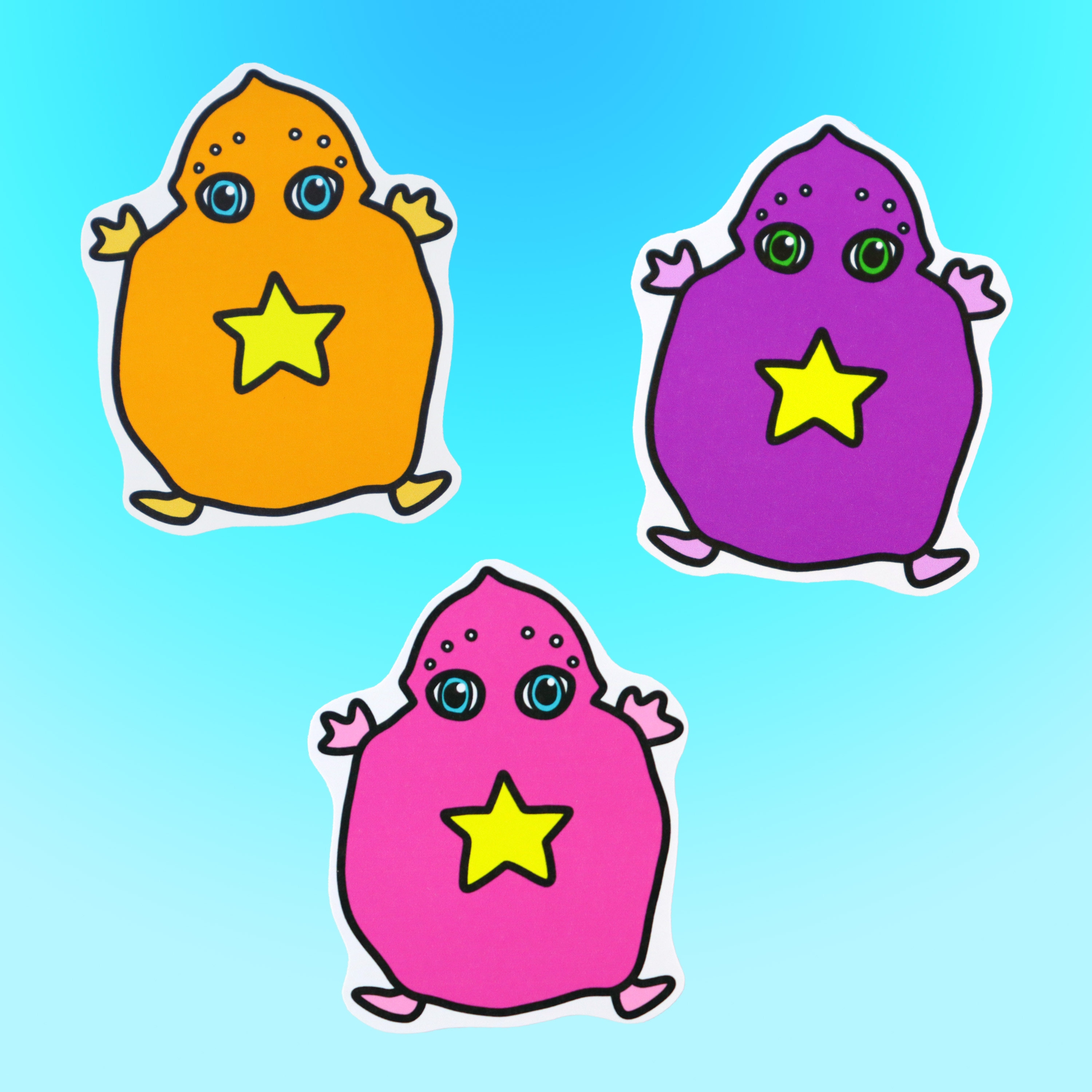 Materials Die Cut Glossy Sticker Cute Colorful Alien Whimsical Decal ...