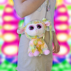 Sheep Rainbow Beanie Boo Plush Bag Handmade Stuffed Animal Shoulder ...