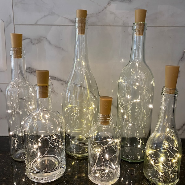 Lighted Wine Bottles - Etsy