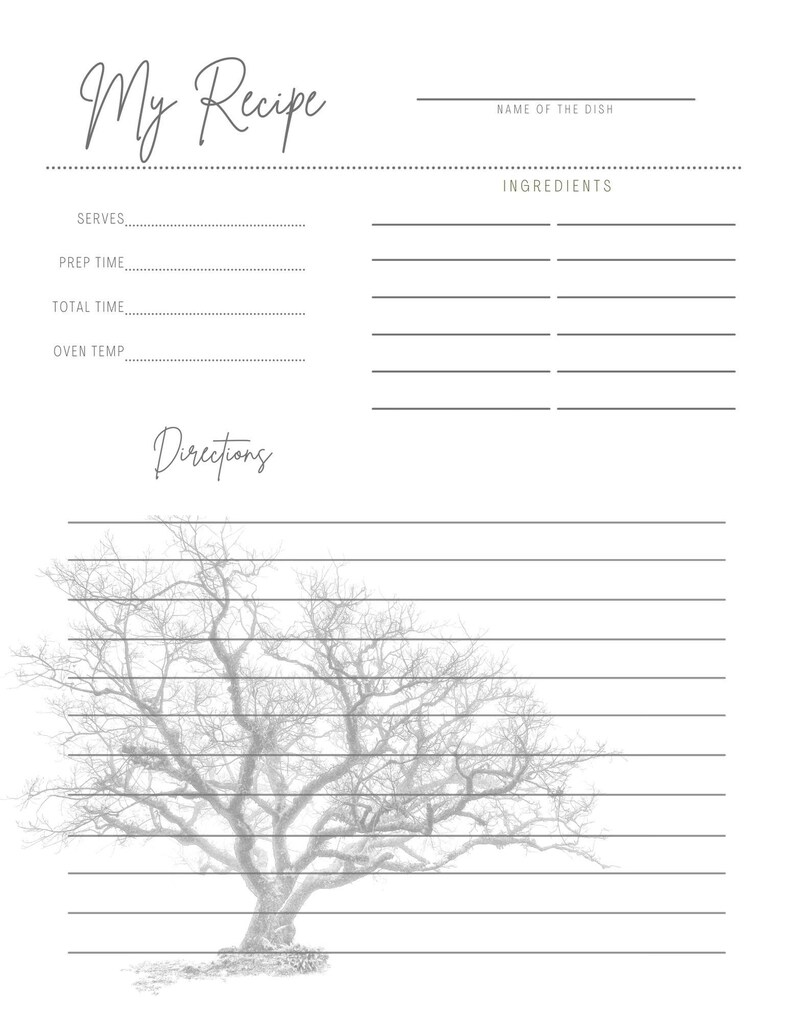 Tree Recipe Cards, Printable, Digital Download, 3 Pack, Pkg21 - Etsy