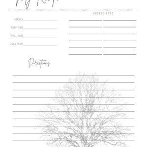 Tree Recipe Cards, Printable, Digital Download, 3 Pack, Pkg21 - Etsy