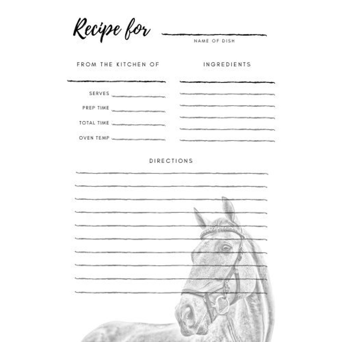 Printable Recipe Page for Building Your Own Country Recipe Book #2 - Etsy