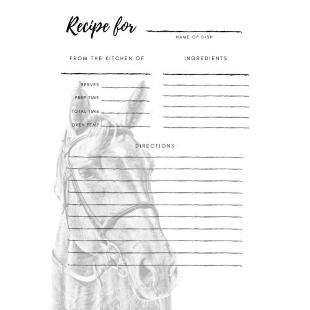 Printable Recipe Page for Building Your Own Country Recipe Book #1 - Etsy