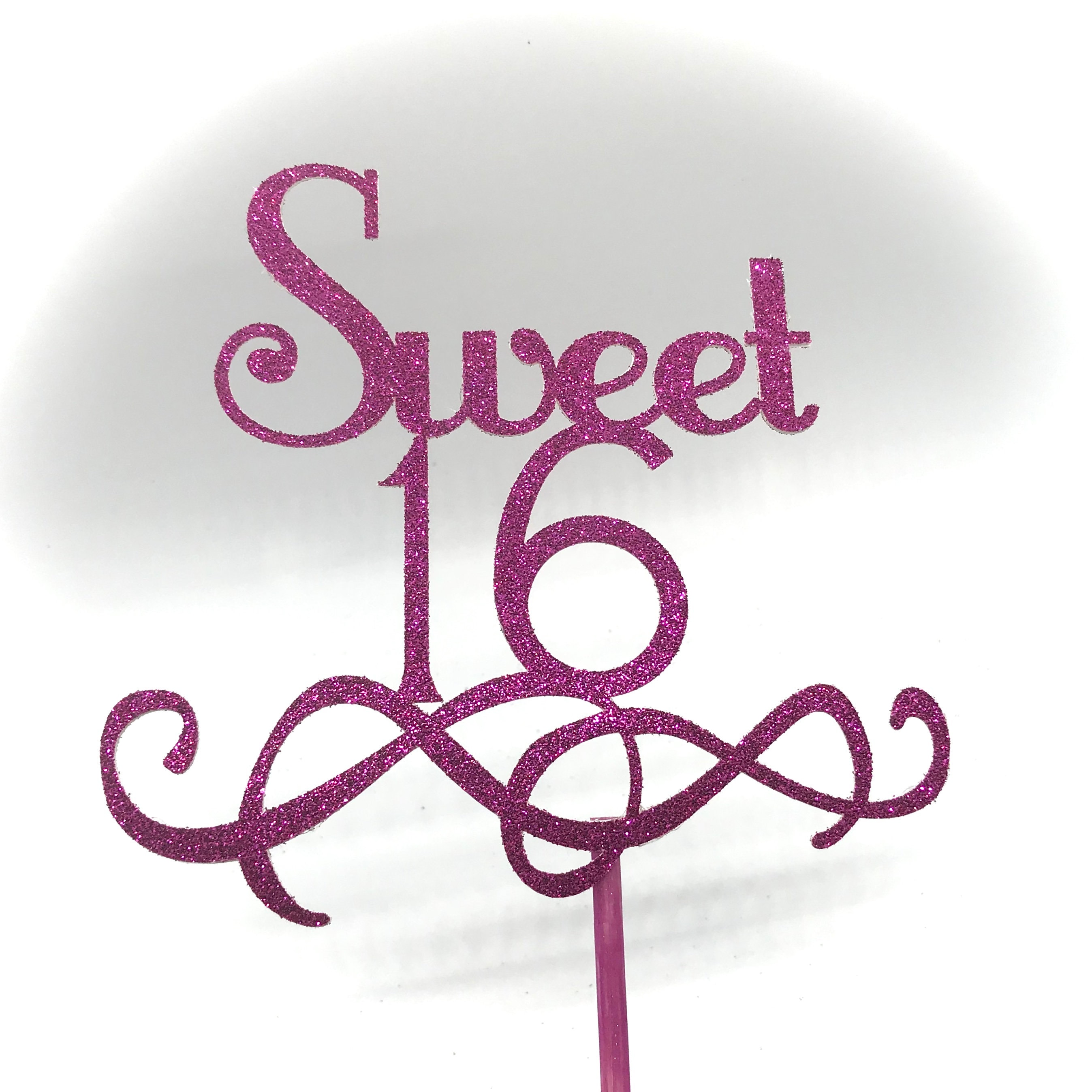 Sweet 16 Cake Topper, Fuschia Cake Topper, Birthday Cake Topper, 16th ...