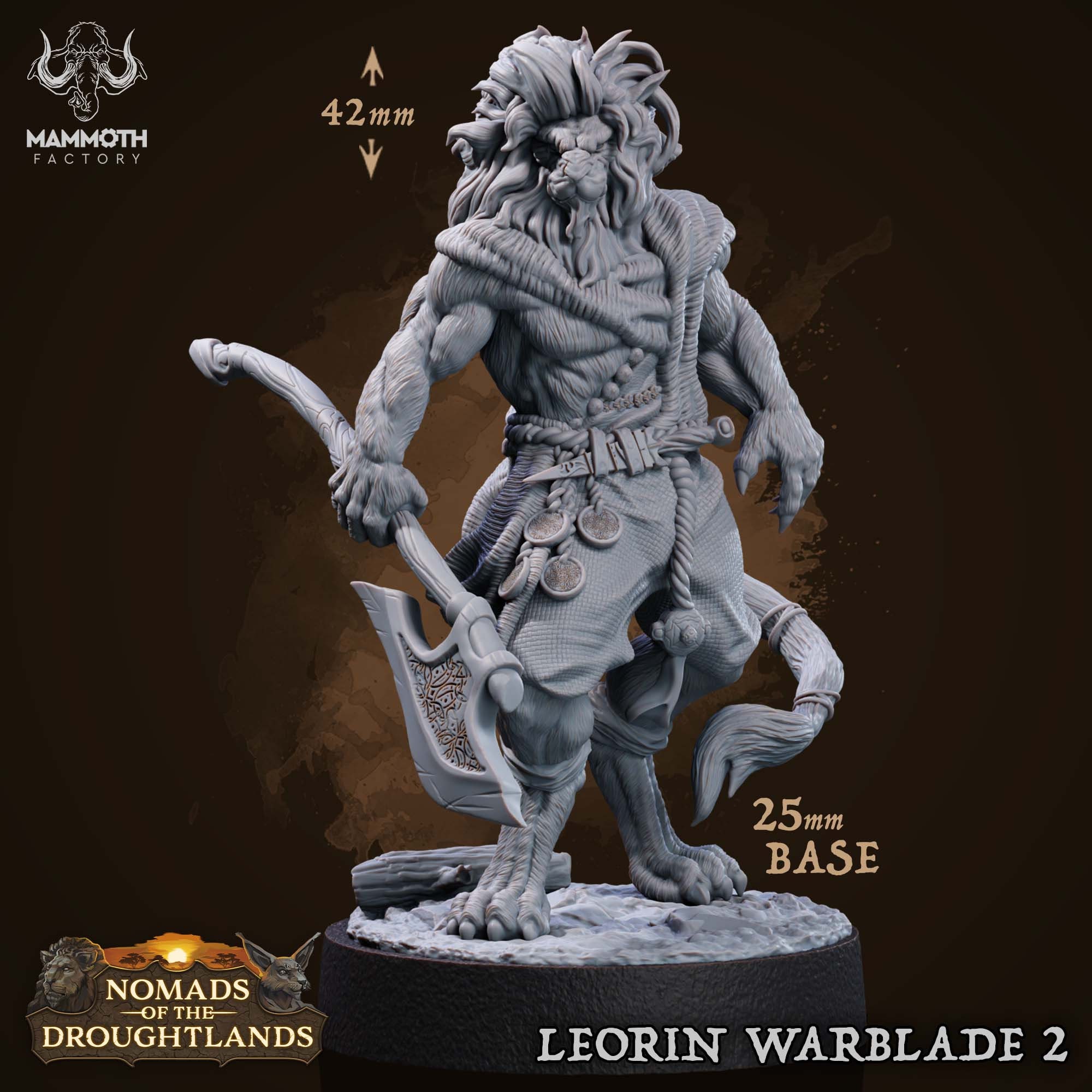 Lionfolk / Leonin Barbarian Miniature - Nomads of Droughtlads- Mammoth ...