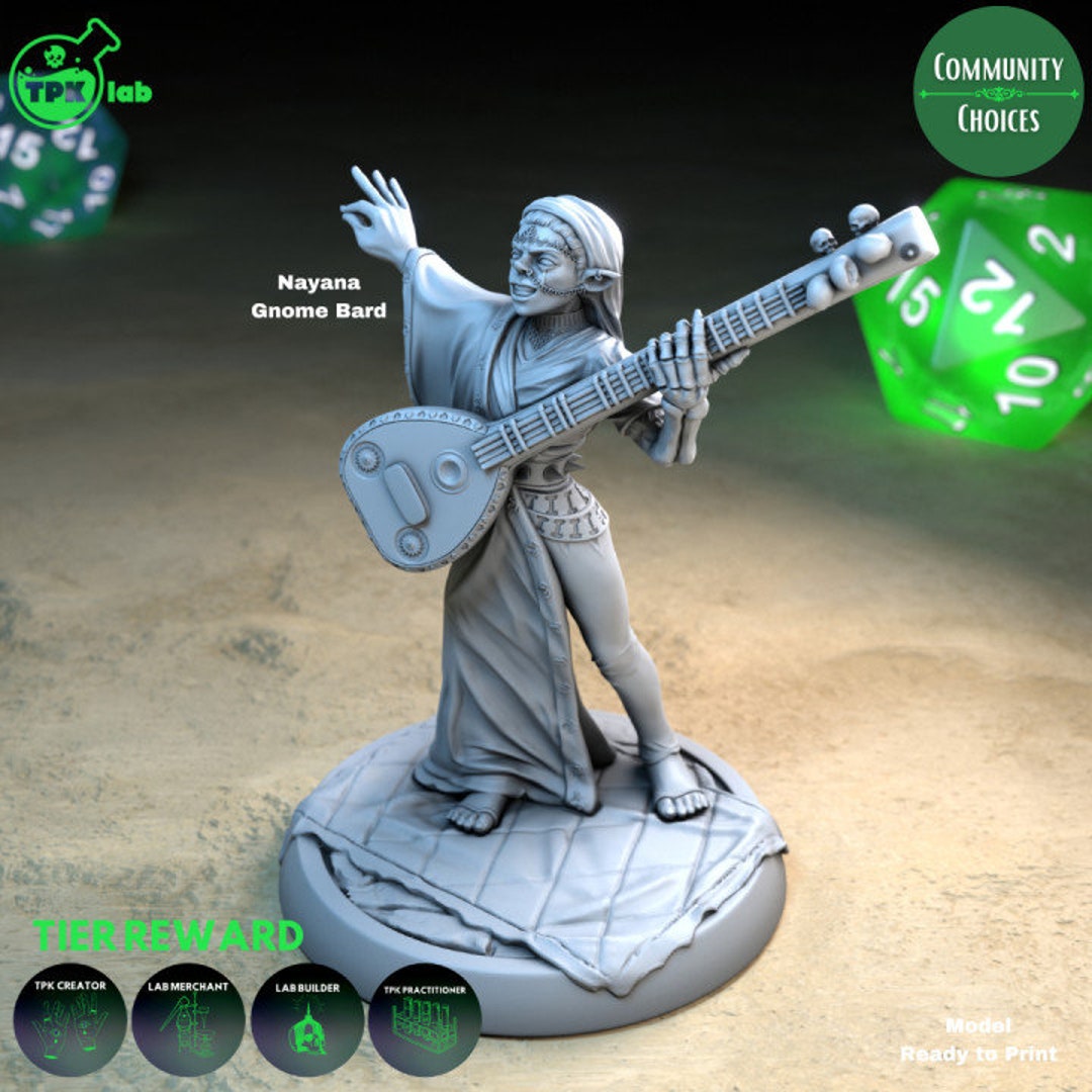 Gnome Bard Miniature - Female - TPK Labs - D&D 5e - Dungeons and ...