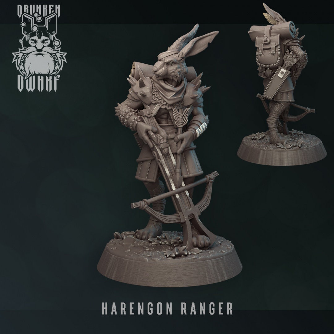Harengon / Rabbitfolk Ranger Miniature - Drunken Dwarf - D&D 5e ...