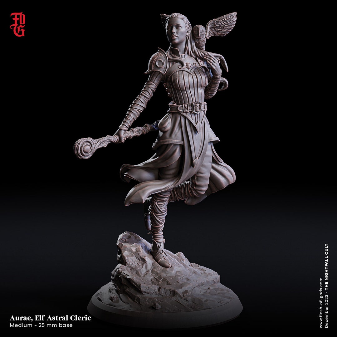 Female Elf Astral Cleric Miniature- Aurae- the Nightfall Cult- Flesh of ...