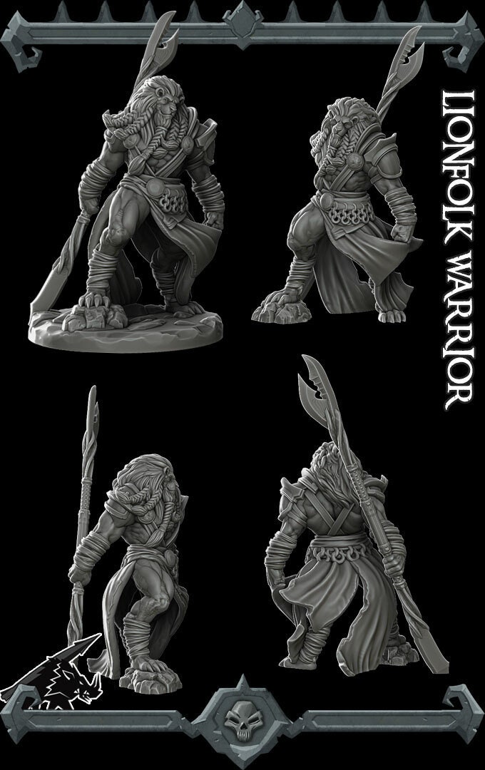 Lionfolk Warrior Miniature Rocket Pig Games D&D 5e - Etsy