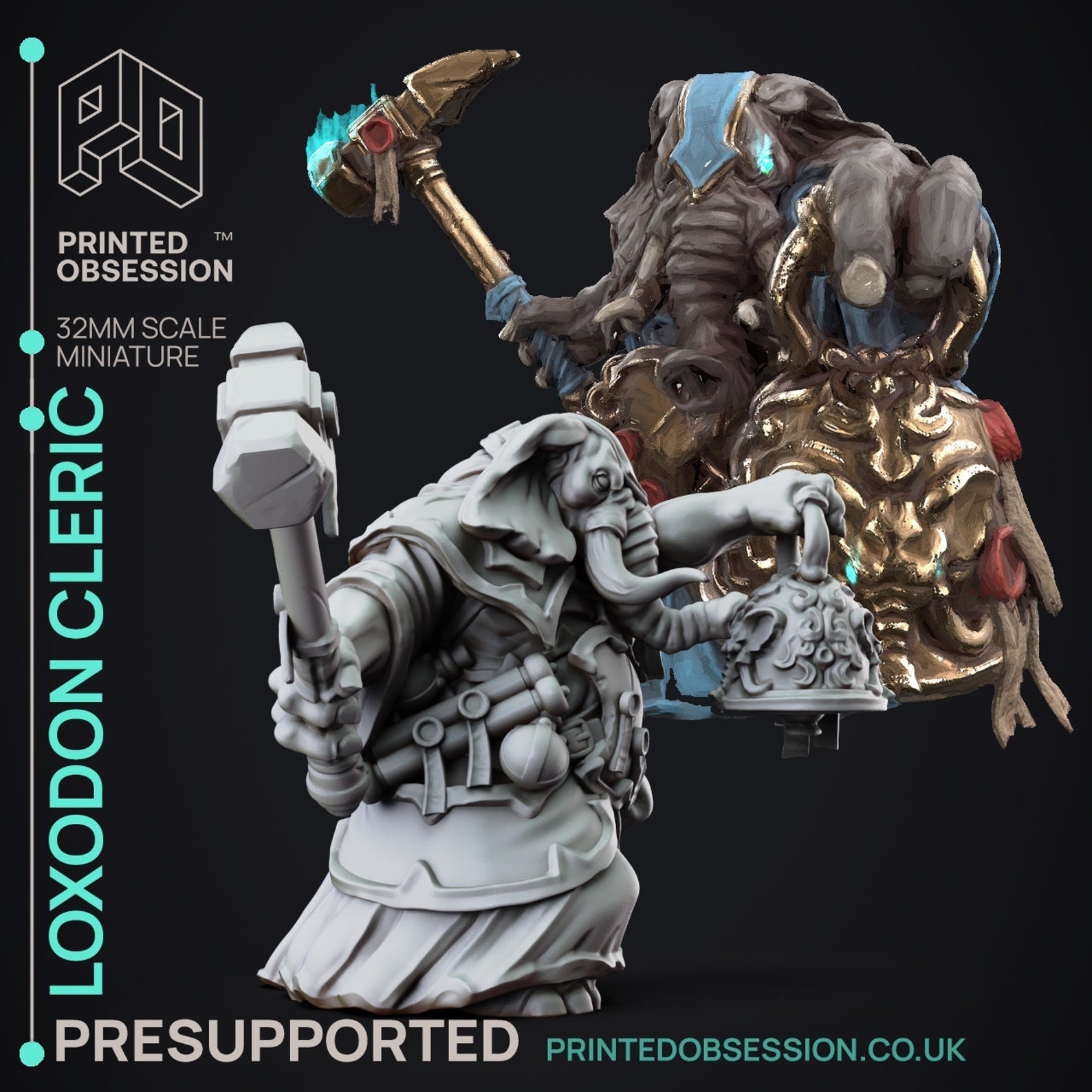 Loxodon Cleric Miniature Printed Obsession D&D 5e - Etsy