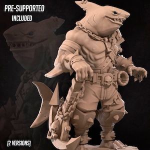 Sharkfolk Bandit Fighter Miniature- Fishing Village- Bite the Bullet ...