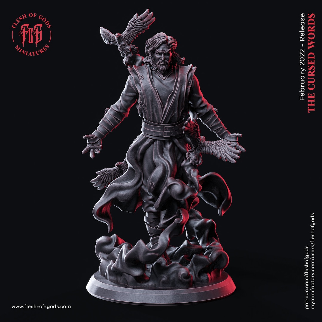 Raven Mage Miniature Arch Mage Cursed Words Flesh of Gods D&D 5e ...