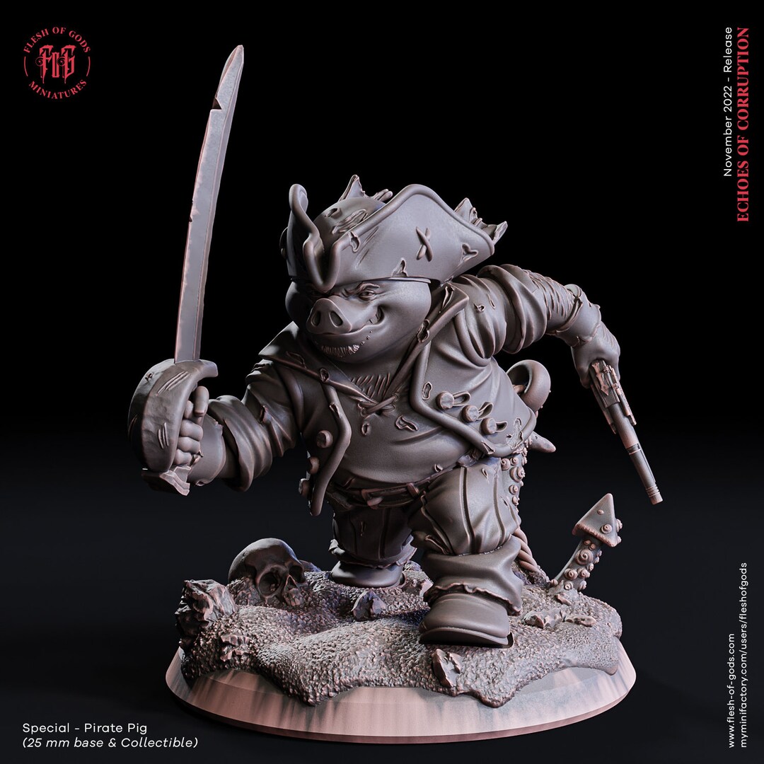 Pirate Pig Miniature- Flesh of Gods- D&D 5e - Dungeons and Dragons ...