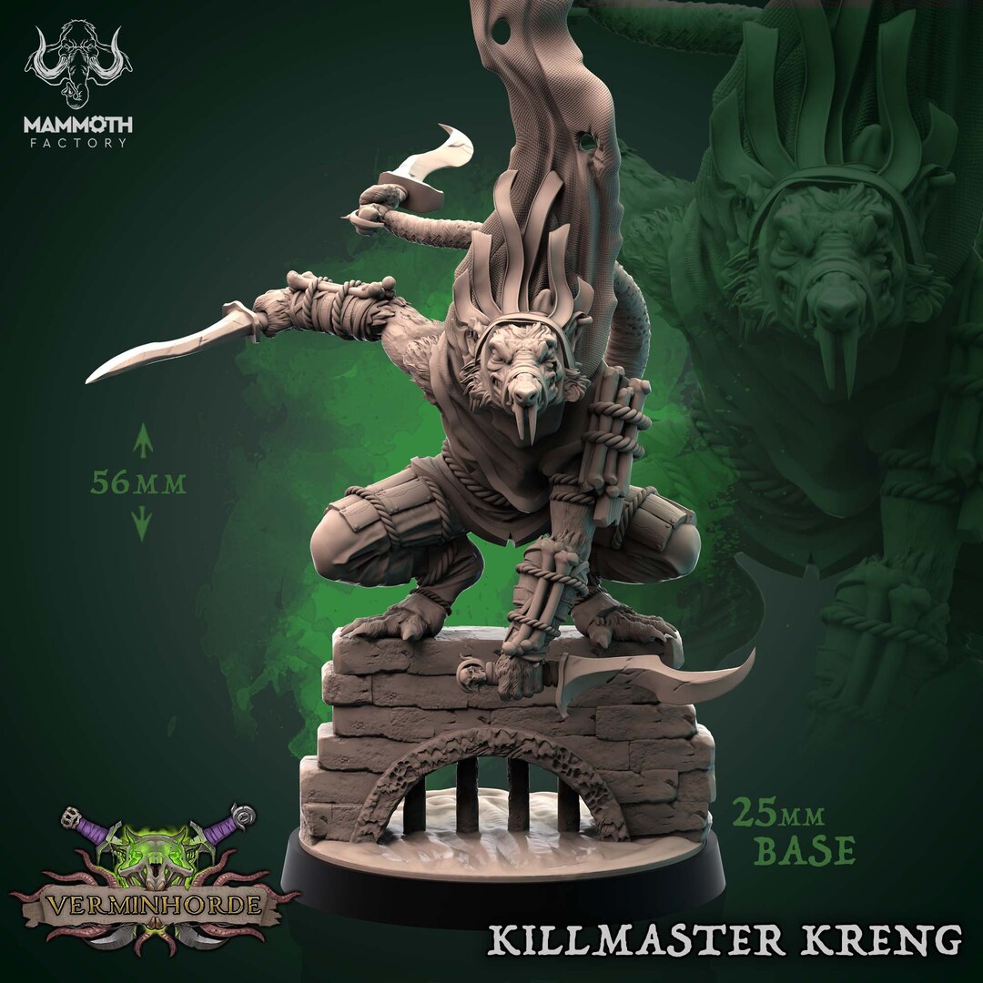 Killmaster Kreng- Ratfolk Rogue Miniature- Verminhorde- Mammoth Factory ...