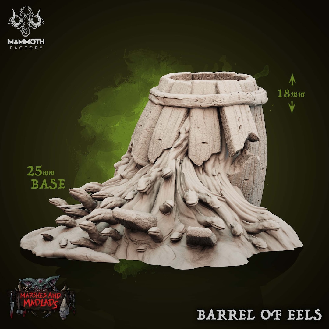 Barrel of Eels Miniature - Prop / Terrain - Marhes and Madlads- Mammoth ...