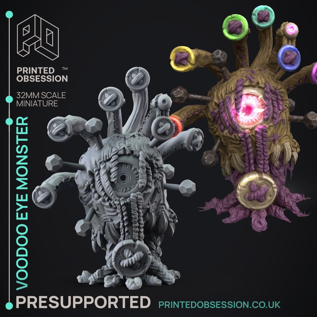 Puppet Eye Terror Beholder Miniature - Printed Obsession - D&D 5e ...