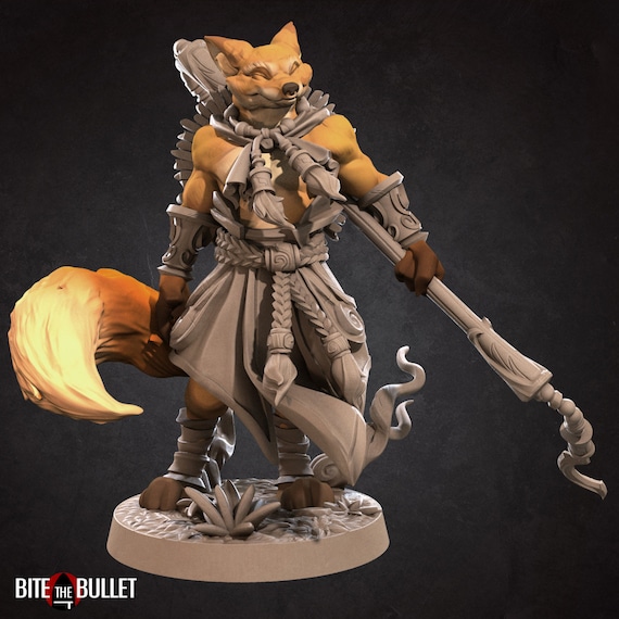 Fox Folk Monk Miniature 2 Versions Bite the Bullet D&D - Etsy