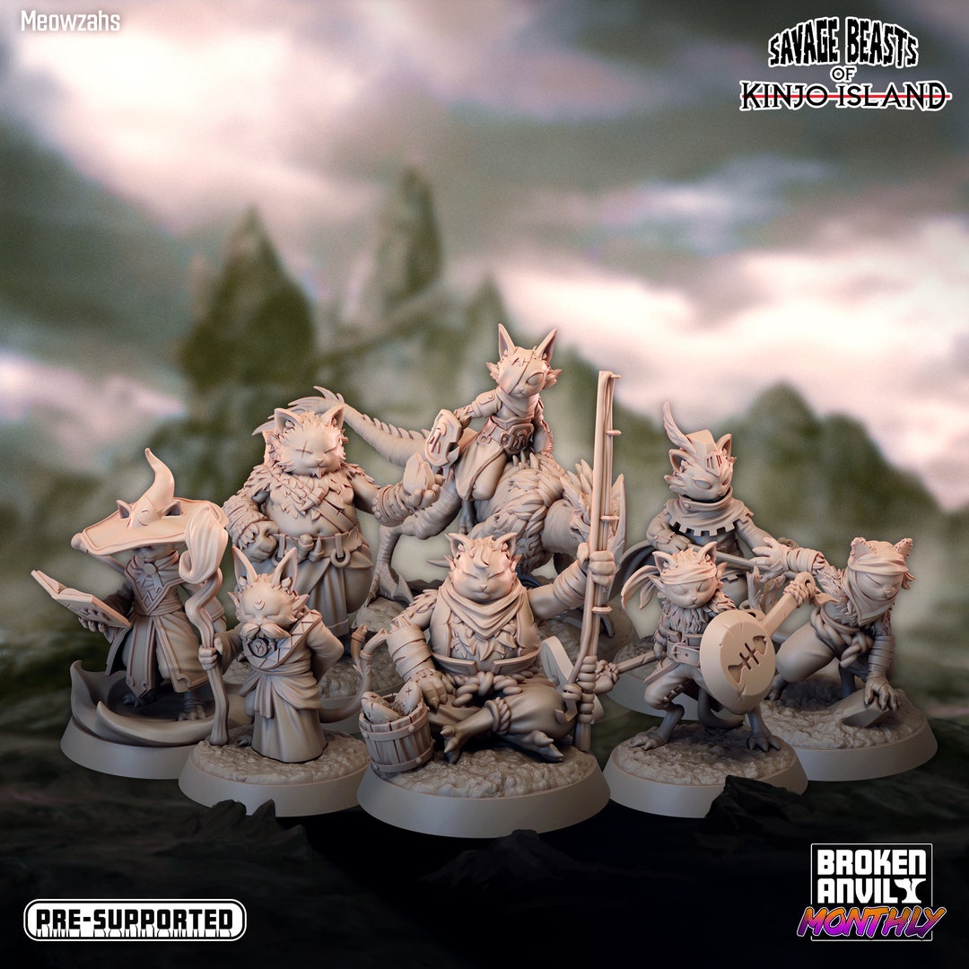 Meowzers / Meowzah / Catfolk Miniatures - D&D 5e - Dungeons and Dragons ...