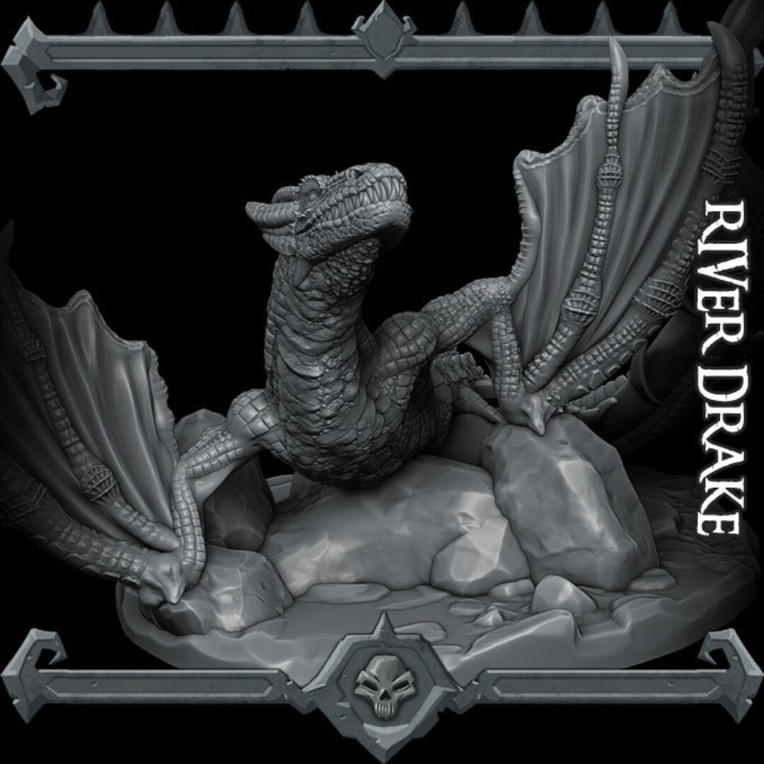 River Drake Medium or Large Dragon Rocket Pig Games D&D 5e Dungeons and ...