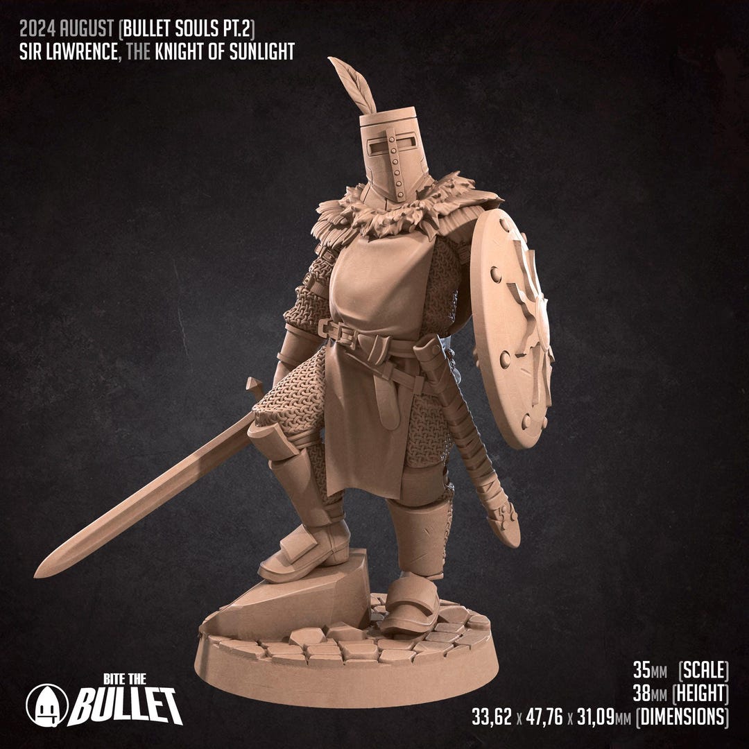 Sir Lawrence, the Knight of Sunlight- Paladin Miniature- Bullet Souls ...