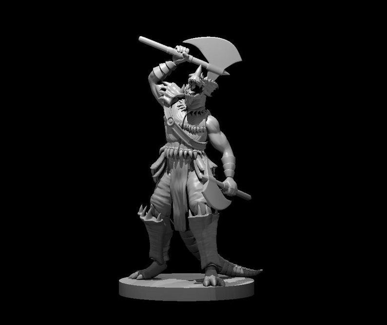 Blue Dragonborn Barbarian Two Axes Miniature MZ4250 D&D 5e - Etsy