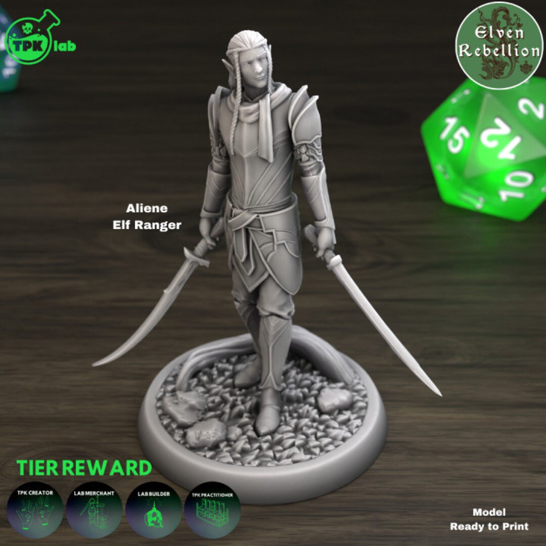 Elf Ranger Miniature - Aliene - Elven Rebellion - TPK Labs - D&D 5e ...
